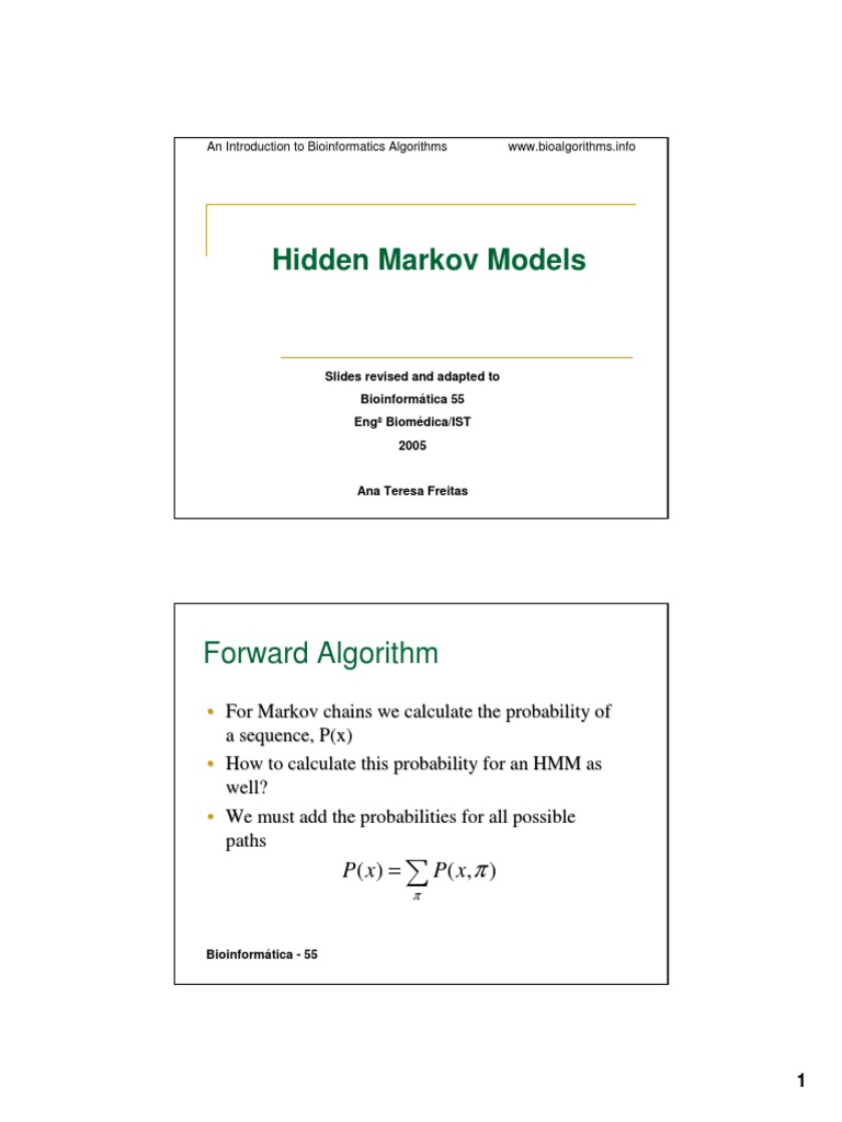 Hidden Markov Models: Forward Algorithm | PDF | Sequence Alignment | Pi