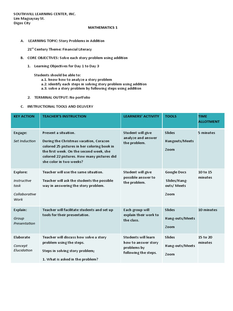 WEEK 13 - (DAY 1 To DAY 3) - MATH 1 | PDF | Teaching | Behavior ...