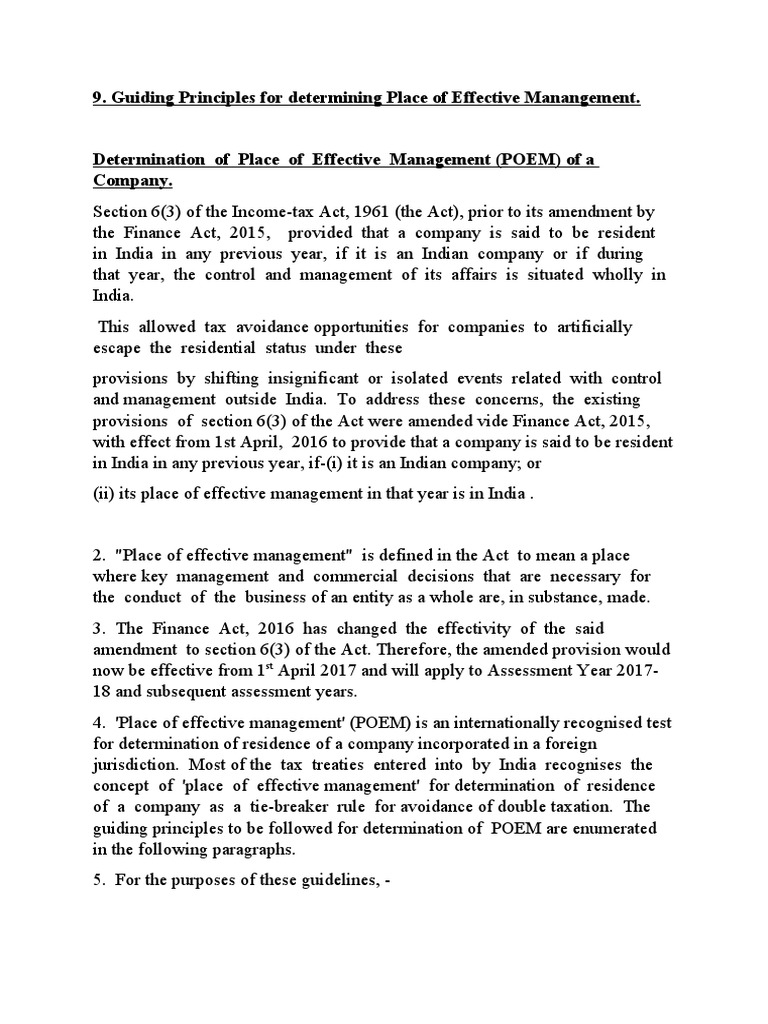 Tax 1 (I) - Guiding Principles For POEM | PDF | Board Of Directors ...