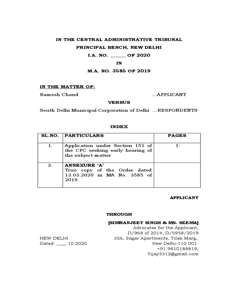 Preponement Application Ramesh Kumar | PDF | Tribunal | Social Institutions