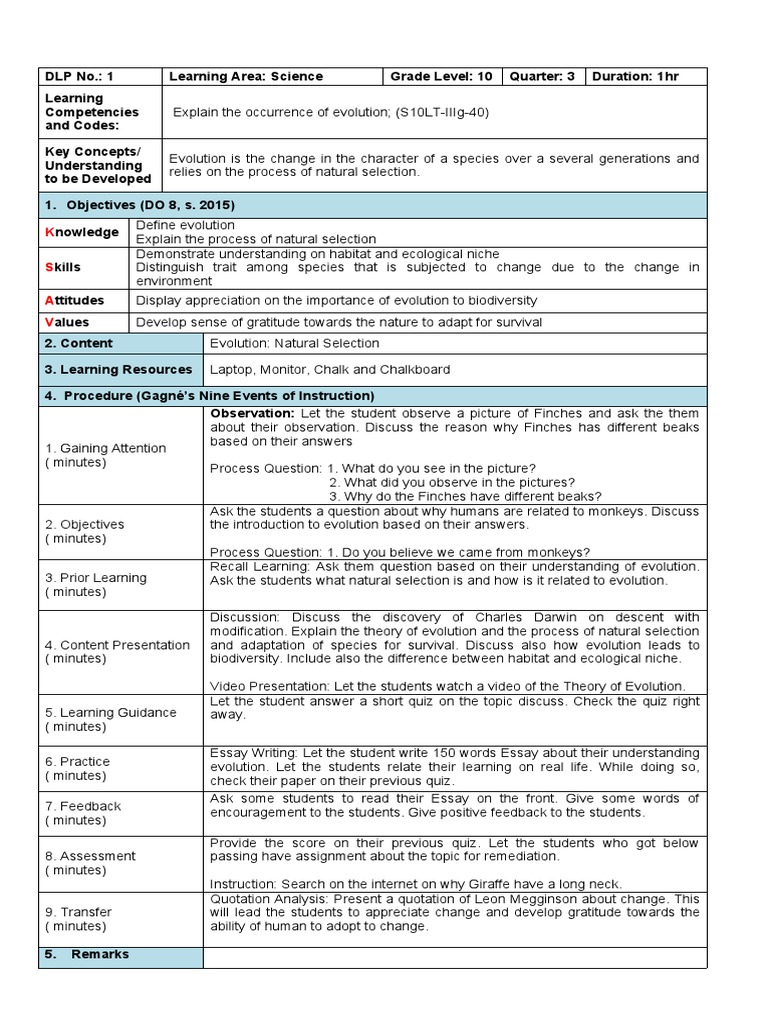 Explaining Evolution Through Natural Selection: A Lesson Plan on Darwin ...