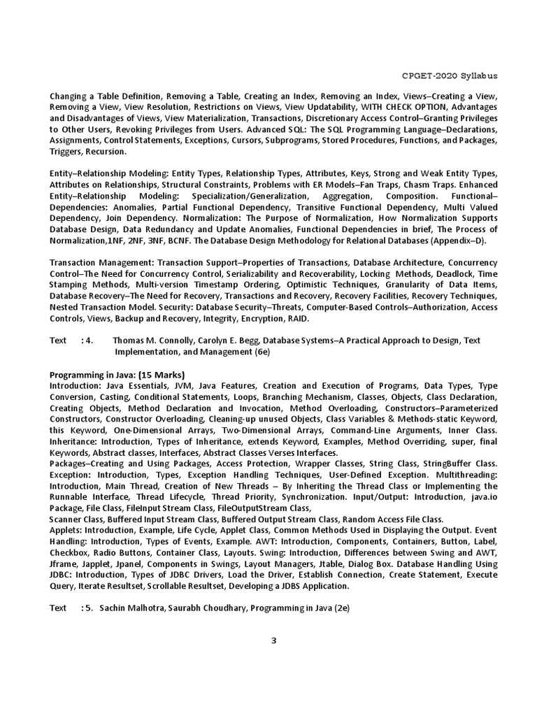 Cs Syllabus MSC 3 | PDF | Class (Computer Programming) | Database Transaction