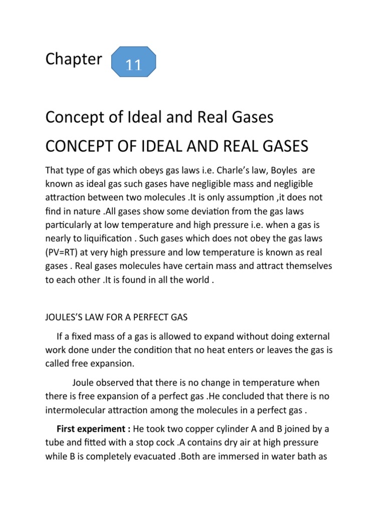Concept of Ideal and Real Gases | PDF
