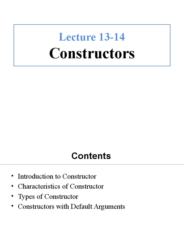 Lecture 13 14 Updated Pdf Constructor Object Oriented Programming Programming