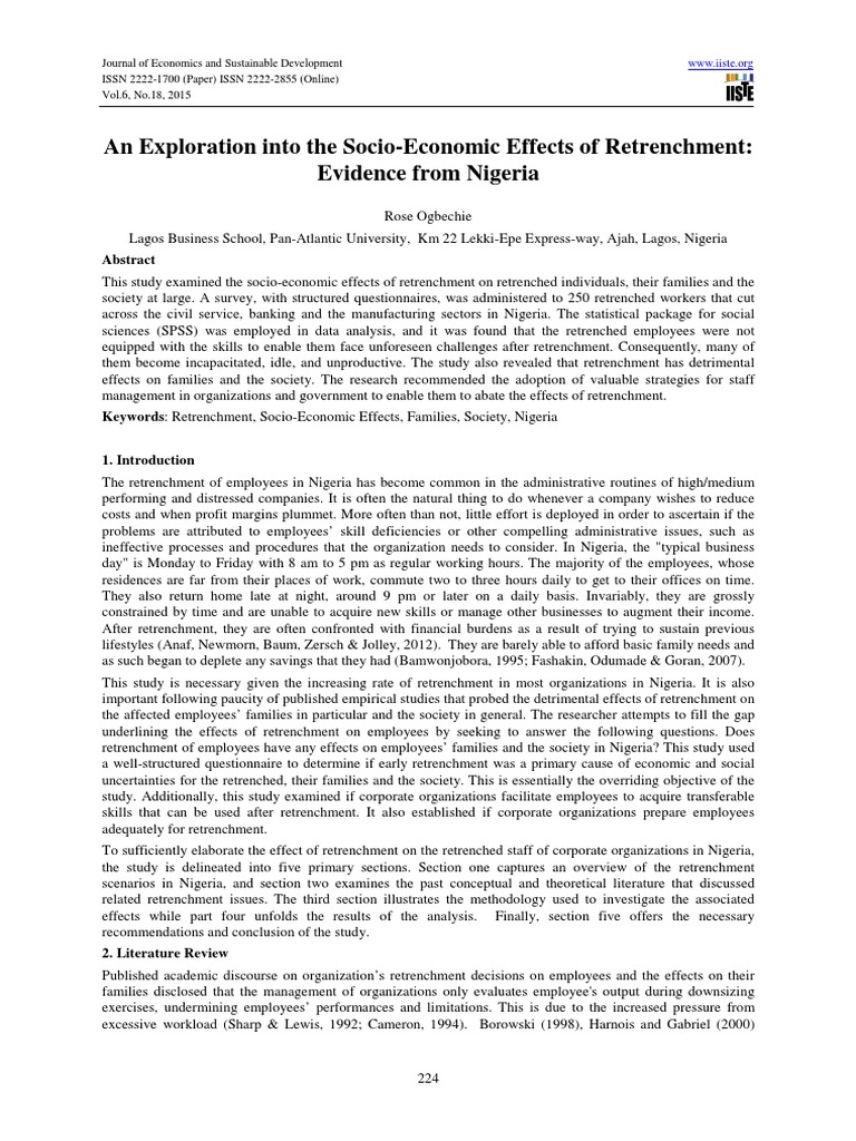 An Exploration Into The Socio-Economic Effects of Retrenchment ...