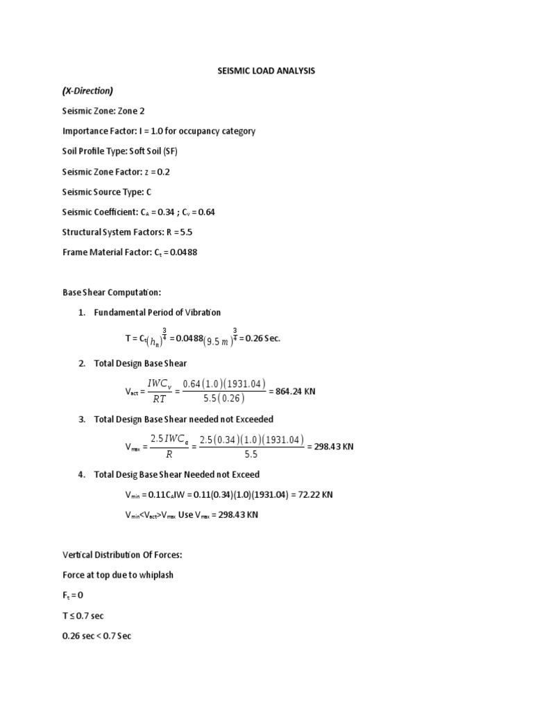 Seismic load analysis for X and Y directions | PDF | Solid Mechanics ...