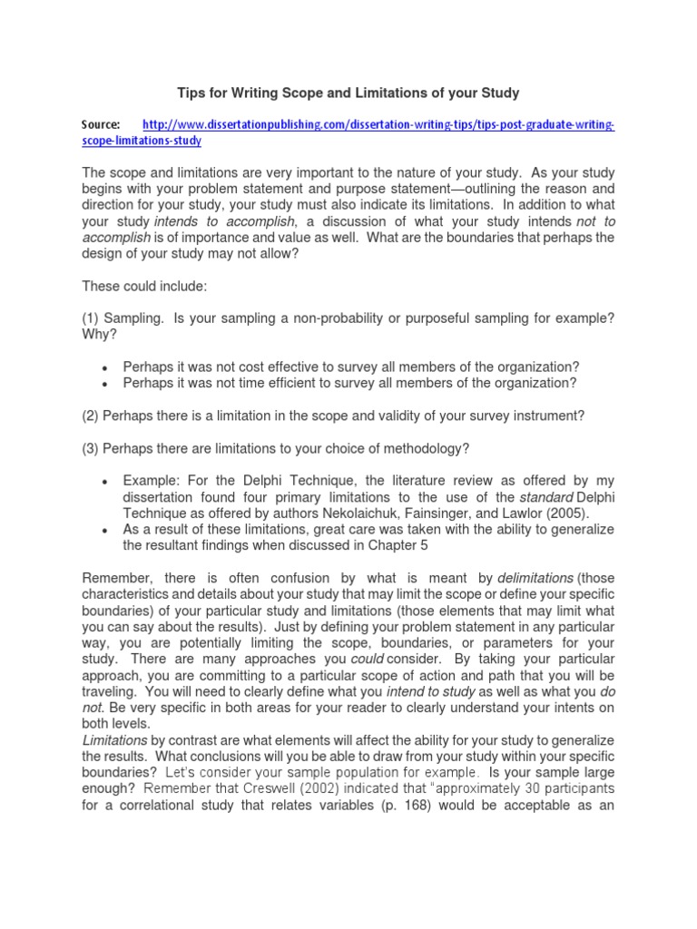 Defining Study Scope and Limitations | PDF | Scope (Computer Science ...