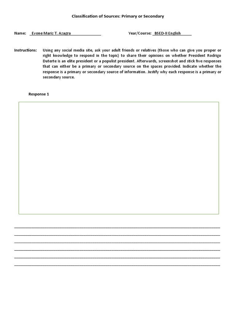 Primary vs. Secondary Sources Analysis | PDF | Communication | Cognition