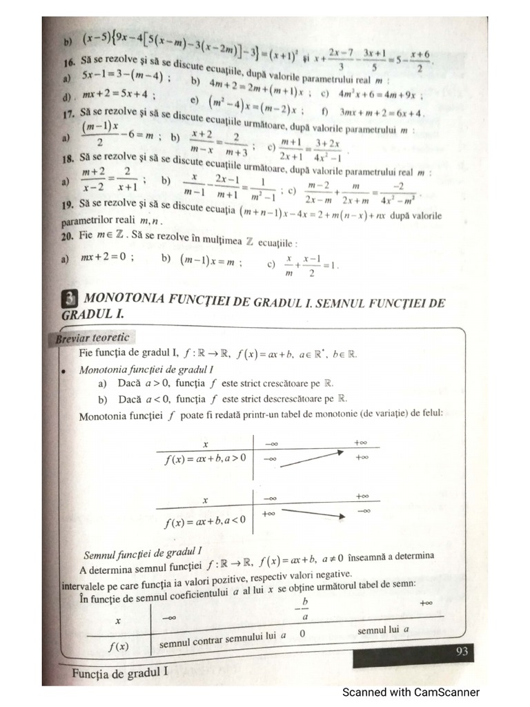 Monotonia Functiei de Gradul 1 | PDF