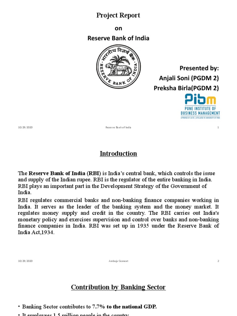 RBI Project Report: Reserve Bank of India Functions and Impact of Covid ...