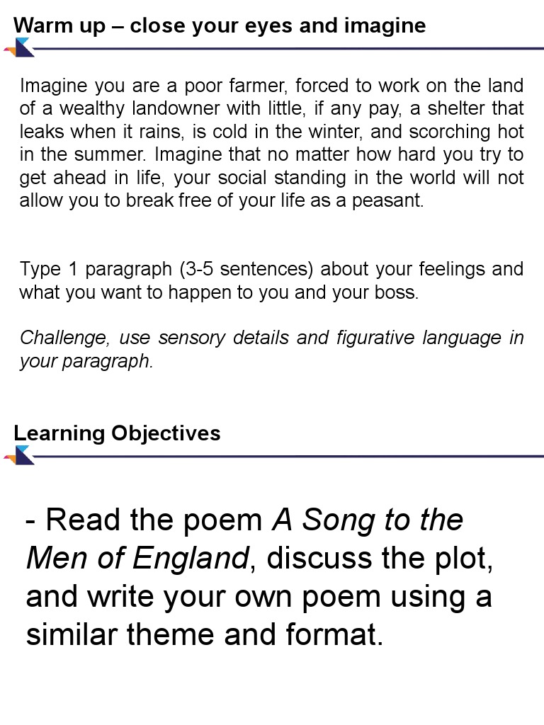 A Song To The Men of England | PDF | Percy Bysshe Shelley | Poetry