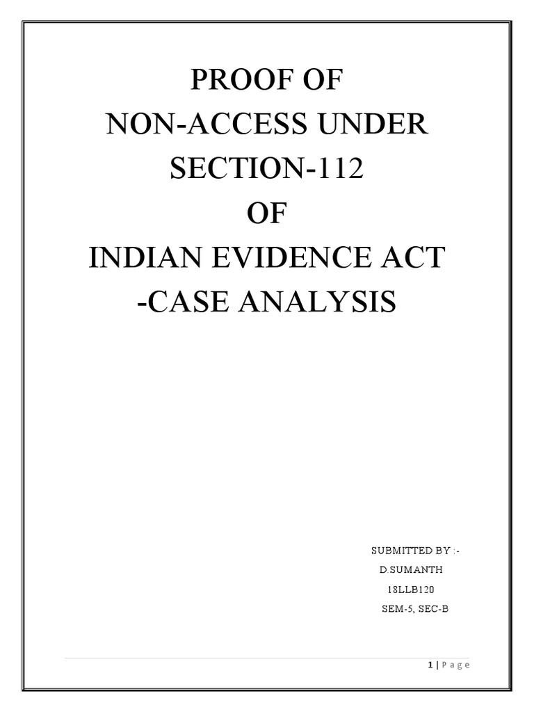 Proof of Non-Access Under SECTION-112 OF Indian Evidence Act - Case ...