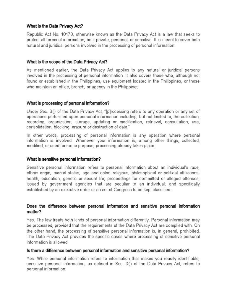 What Is The Data Privacy Act? | PDF | Information Privacy | Regulatory ...