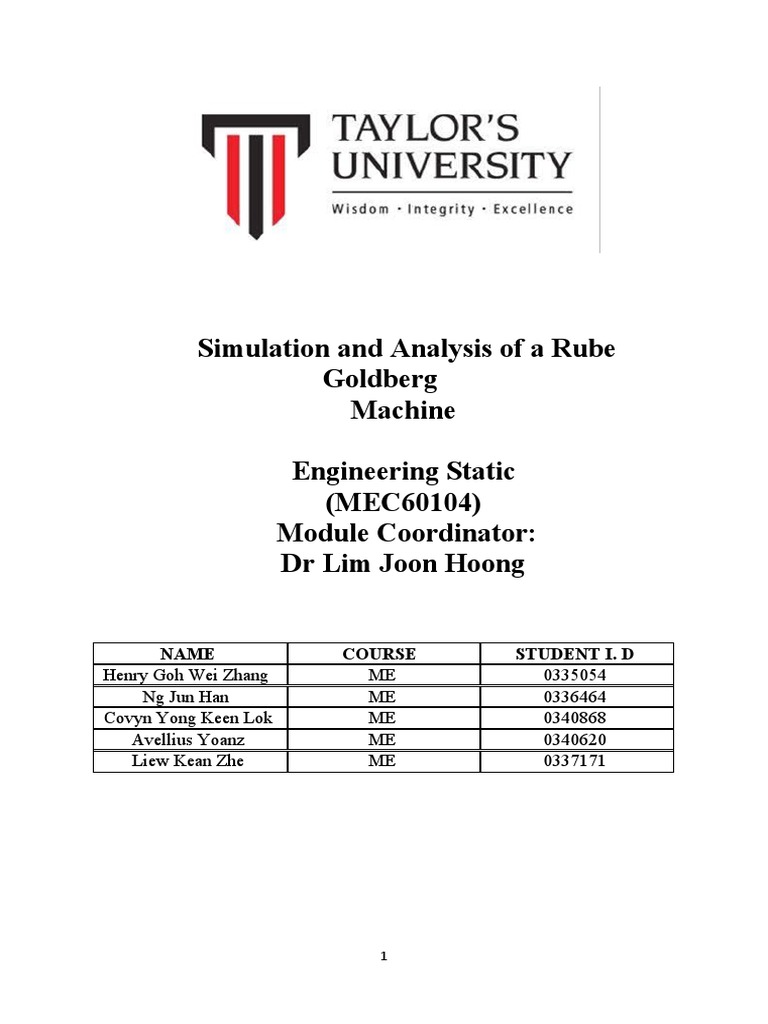 Analysis of a Five-Step Rube Goldberg Machine Simulation to Activate a ...
