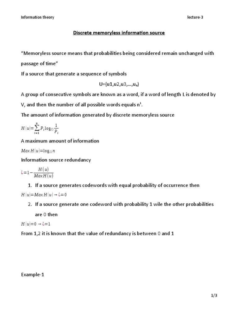 Discrete Memoryless Information Source: H (U) P P | PDF | Information | Discrete Mathematics
