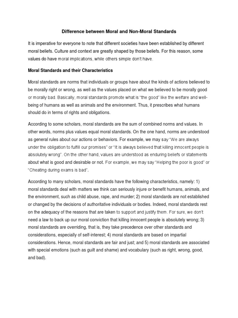 Distinguishing Moral Standards from Non-Moral Standards Through Their ...