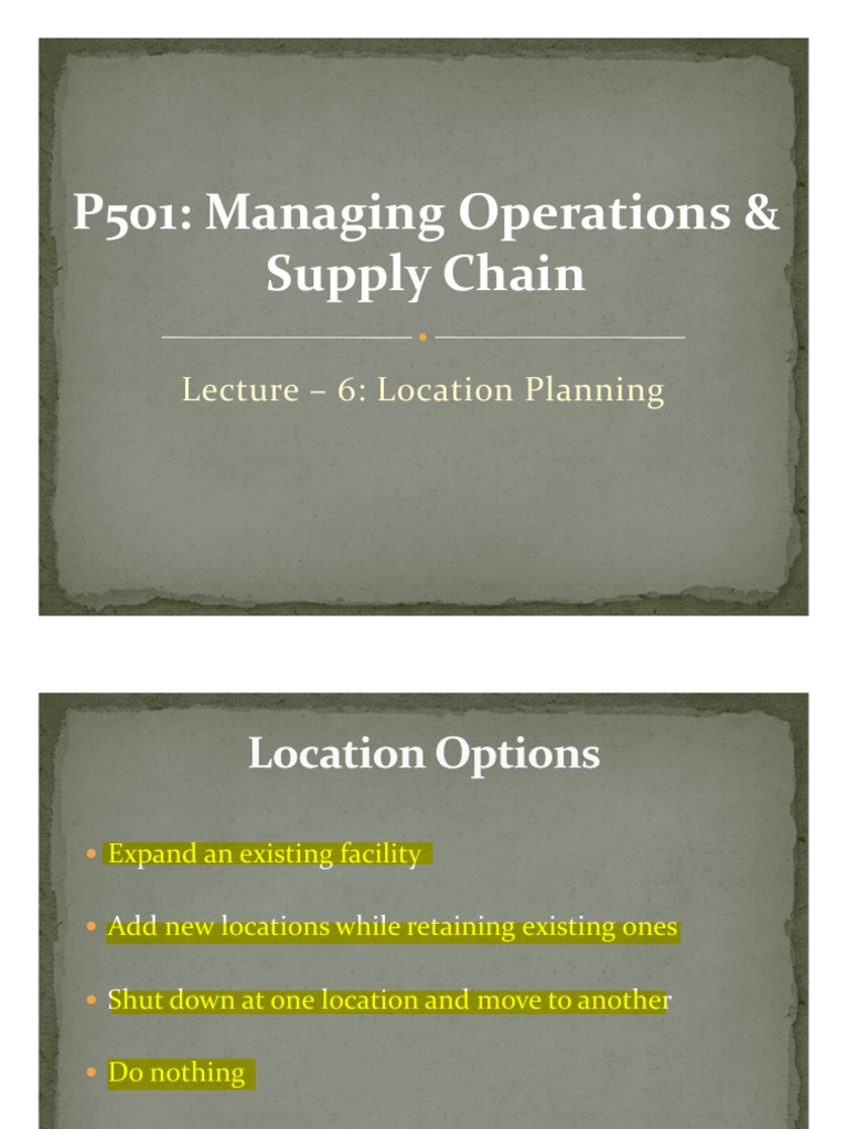 Location Planning in Supply Chain Management | PDF | Labour Economics ...