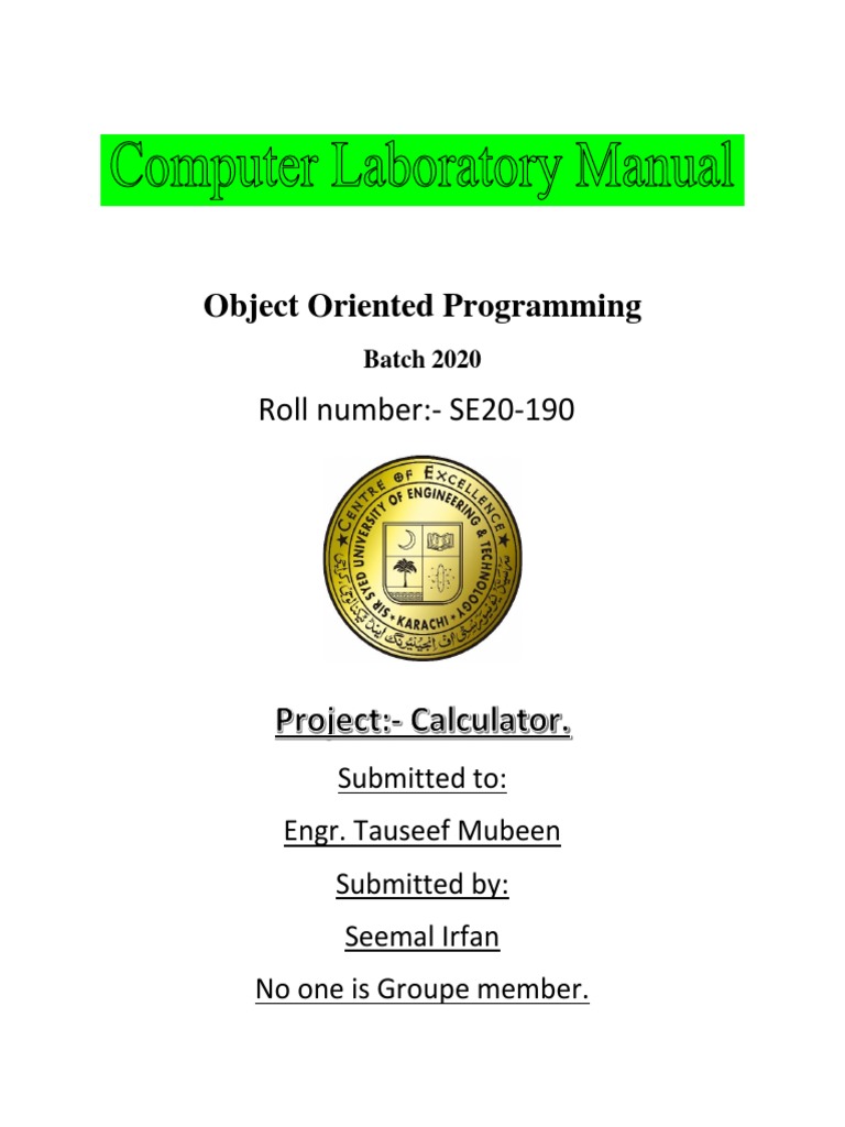 Object Oriented Programming: Roll number:-SE20-190 | PDF