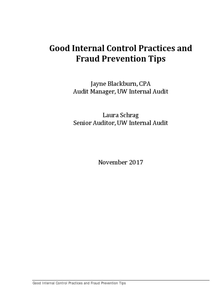 Internal Control and Fraud Prevention Guide | PDF | Internal Control ...