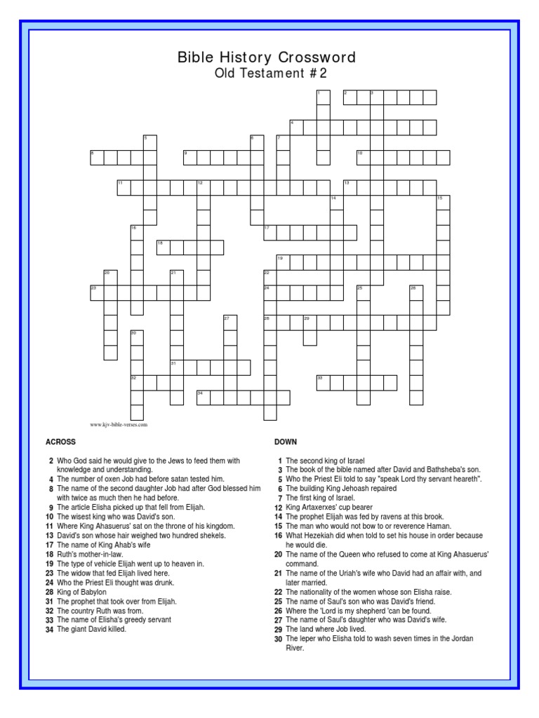 Bible History Crossword: Old Testament #2 | PDF | Elijah | Nevi'im