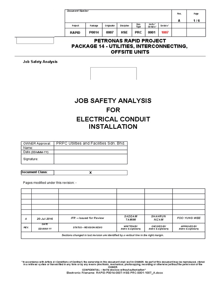 Job Safety Analysis for Electrical Work | PDF | Scaffolding | Risk
