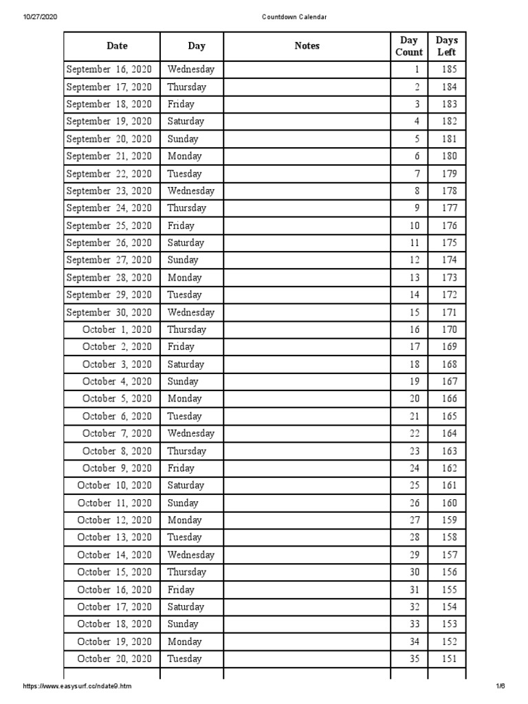 Countdown Calendar PDF | PDF