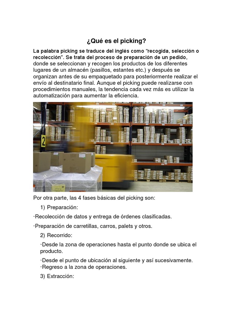 Qué Es El PICKING | PDF | Almacén | Cliente