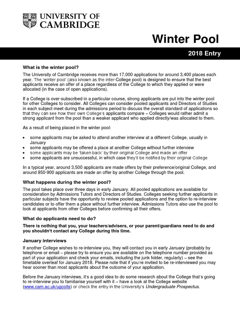 Guide To The Winter Pool For Applicants | Download Free PDF ...