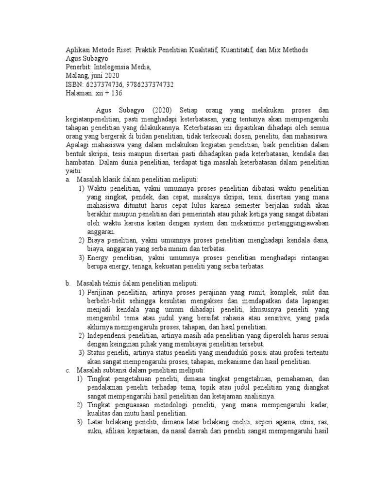 Aplikasi Metode Riset Praktik Penelitian Kualitatif, Kuantitatif, Dan ...
