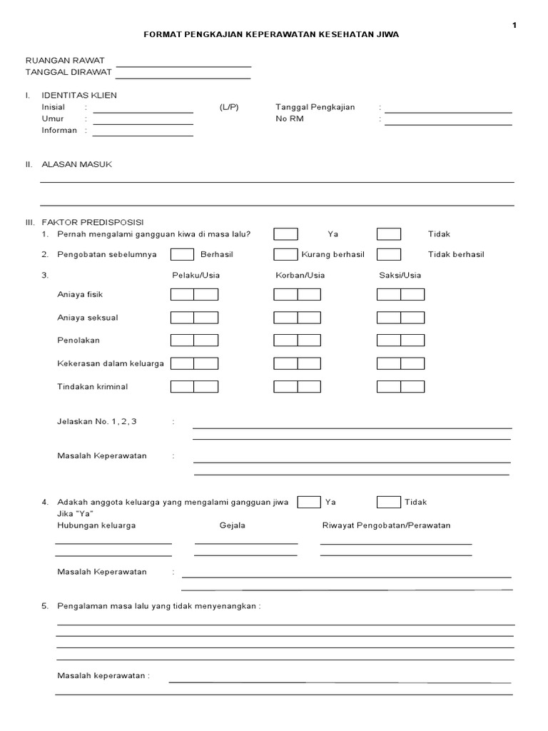 Format Pengkajian Jiwa | PDF