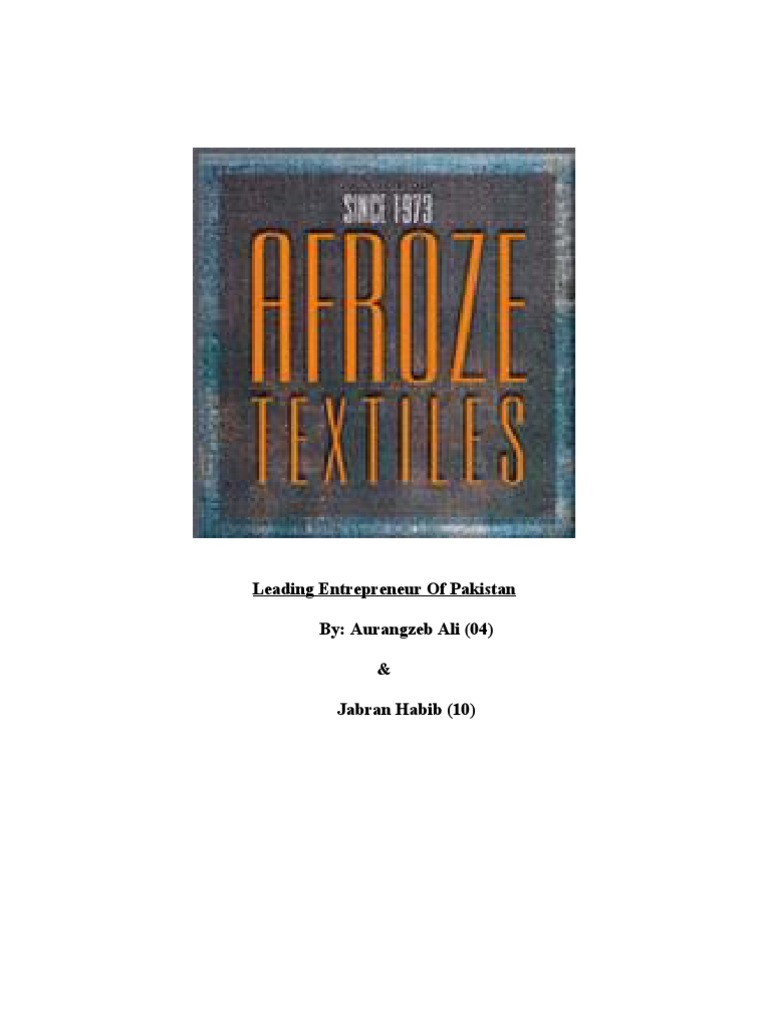 AFroze Textile | PDF | Cotton | Spinning (Textiles)