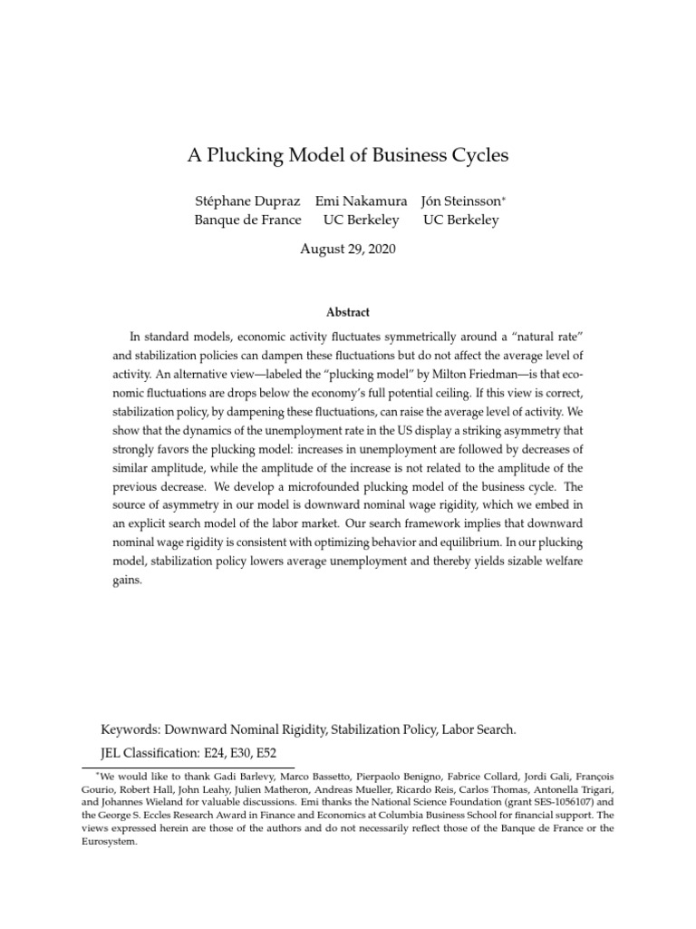 A Plucking Model of Business Cycles | PDF | Labour Economics | Business ...