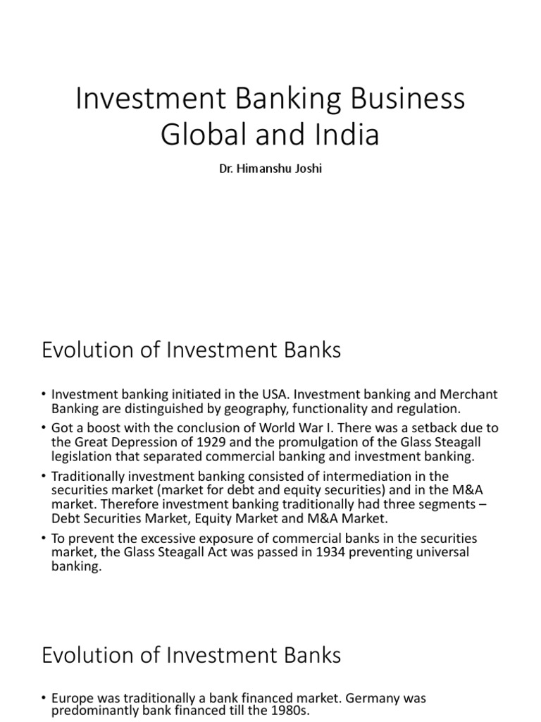 Investment Banking Business Model Pdf Investment Banking