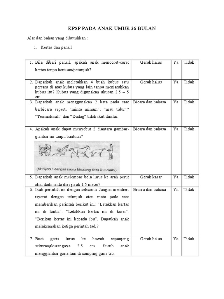 KPSP Pada Anak Umur 36 Bulan | PDF | Kesehatan Holistik