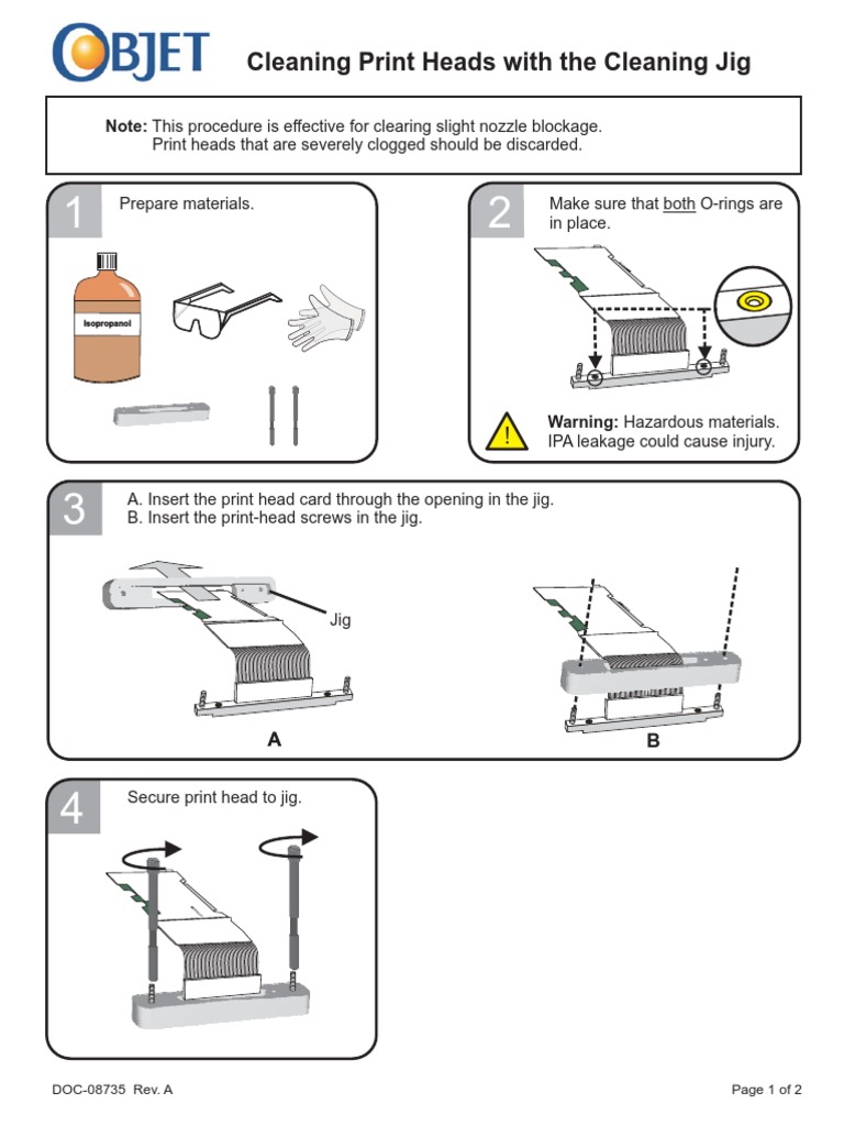 Cleaning Print Heads With The Cleaning Jig: Isopropanol | PDF
