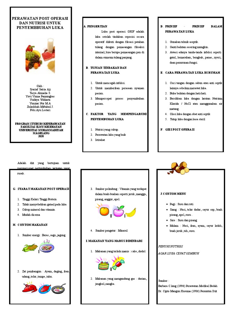 Leaflet Perawatan Post Op Dan Nutrisi Untuk Penyembuhan Luka | PDF