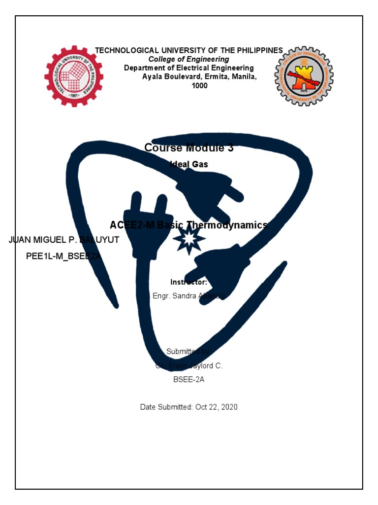 Course Module 3: ACEE2-M Basic Thermodynamics | PDF | Gases | Phases Of ...