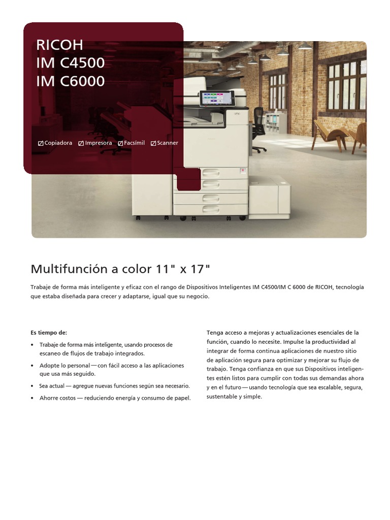 Im C4500 C6000 Spec Sheet Es La | PDF | Impresora (Computación ...