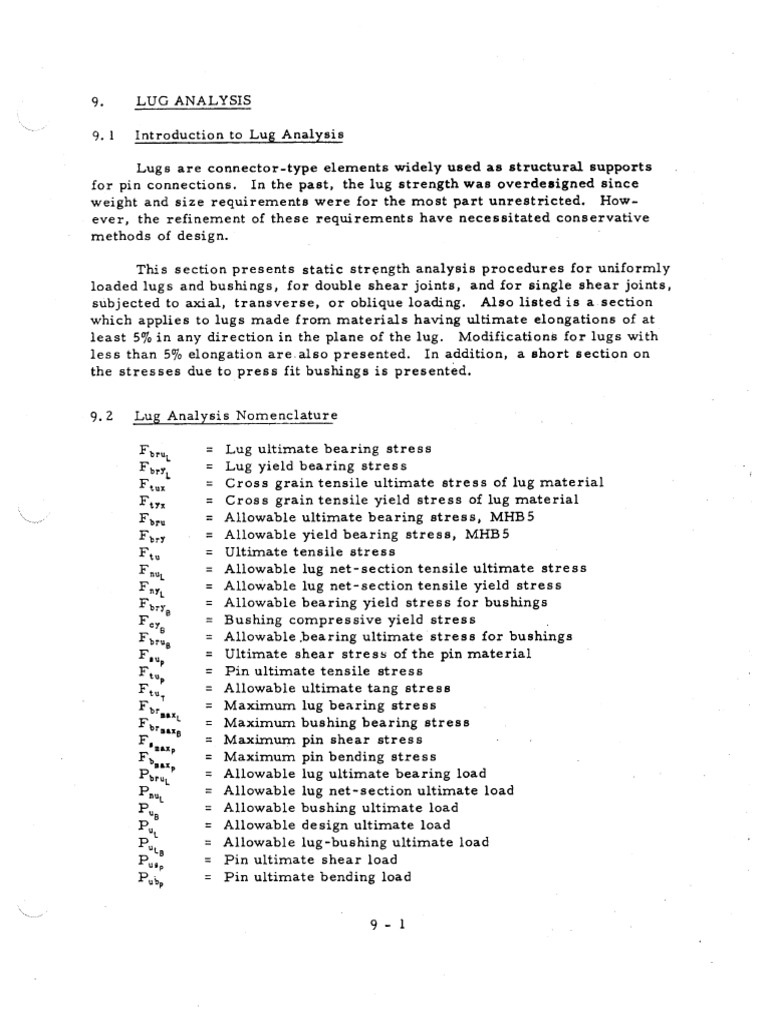 Air Force Lug Analysis (Section 9) PDF | PDF