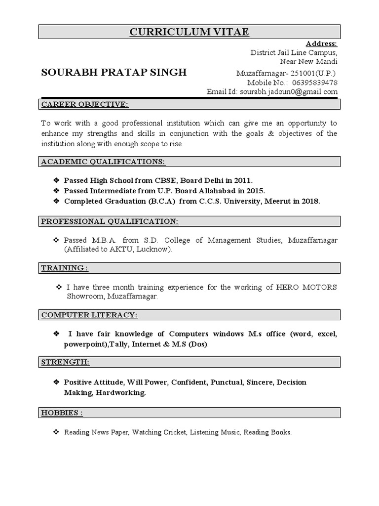 SOURABH PRATAP Resume | PDF | Career & Growth