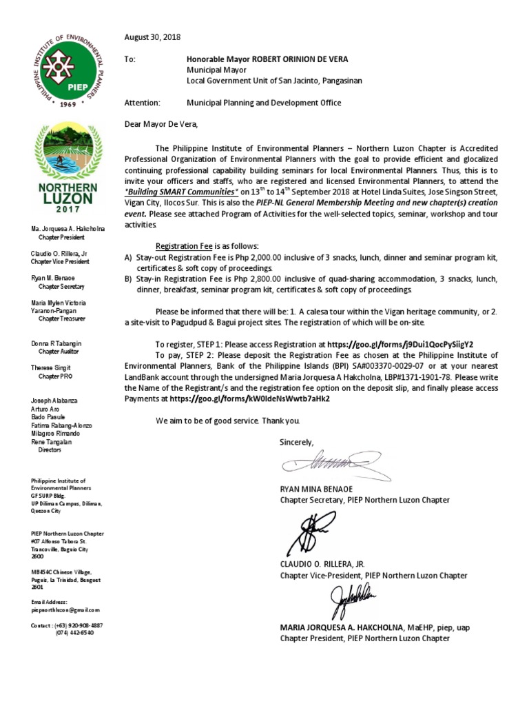 PIEP-NL-GMM-Invitation-Letter To LGU - San Jacinto, Pangasinan | PDF ...