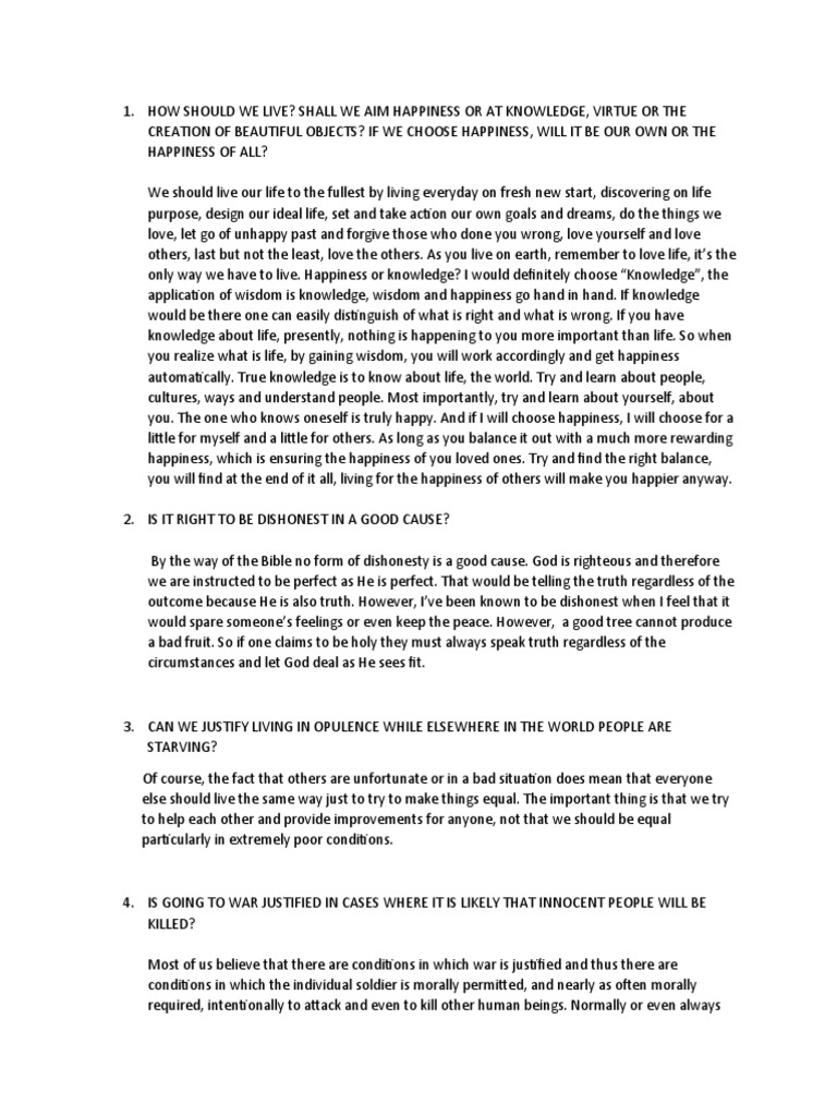 How Should We Live 2 | PDF | Wisdom | Happiness