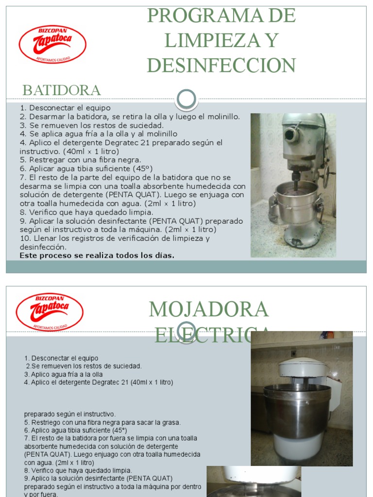 Capacitación Limpieza y Desinfección de Equipos | PDF | Detergente | Agua