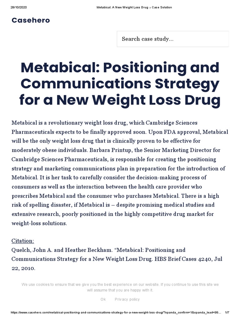 Metabical - A New Weight Loss Drug Case Solution PDF | PDF | Target ...