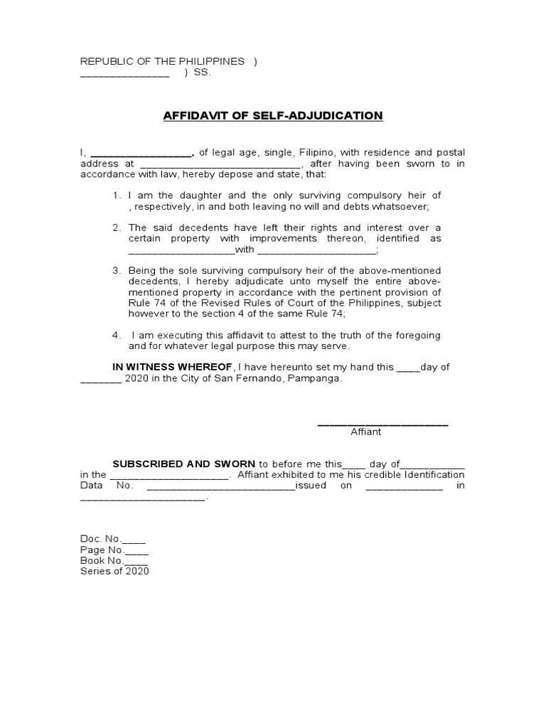 Affidavit-Self Adjudication | PDF | Law