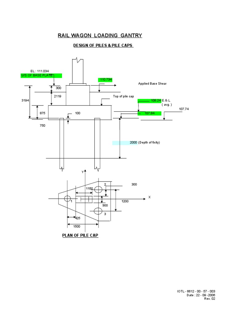 Rail Wagon Loading Gantry: Design of Piles & Pile Caps | PDF | Deep ...