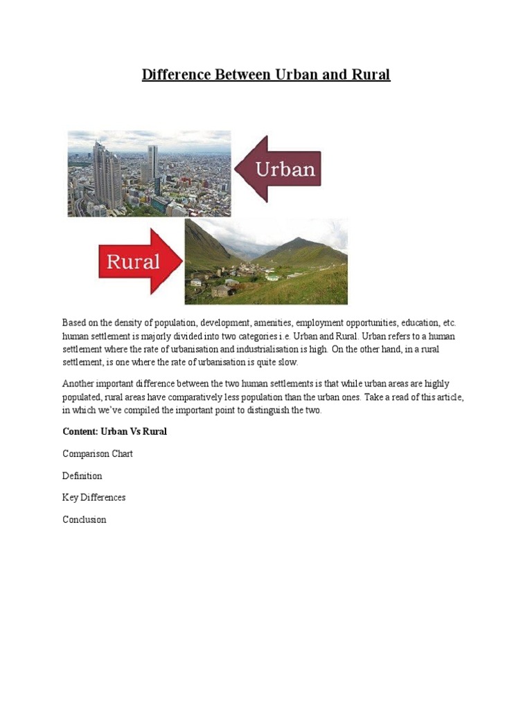 Difference Between Urban and Rural | PDF | Social Science | Technology ...