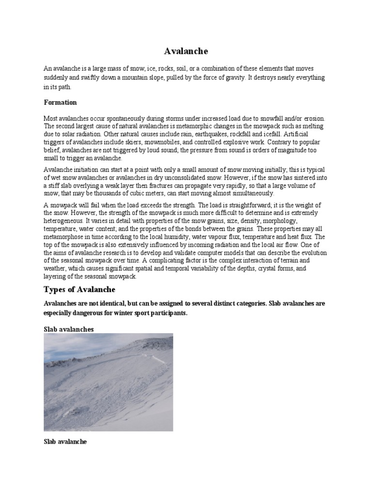 Avalanche | PDF | Snow | Forms Of Water