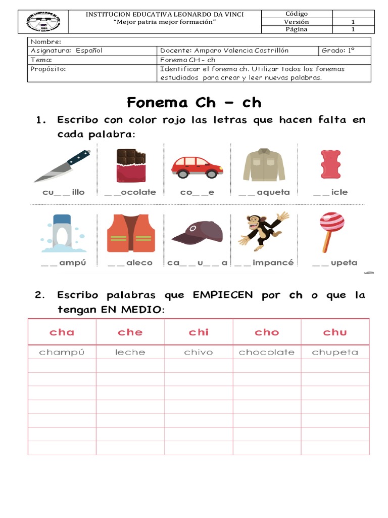 FONEMA CH - CH Guía | PDF