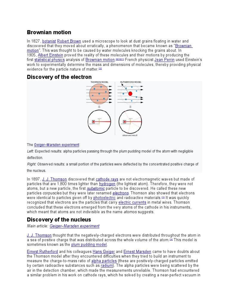 Brownian Motion: Geiger-Marsden Experiment | PDF | Atoms | Electron